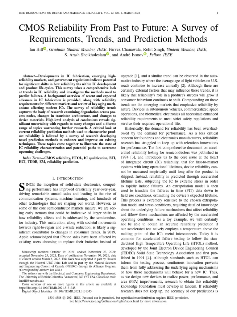 70 CMOS Reliability From Past To Future A Survey of Requirements | PDF ...