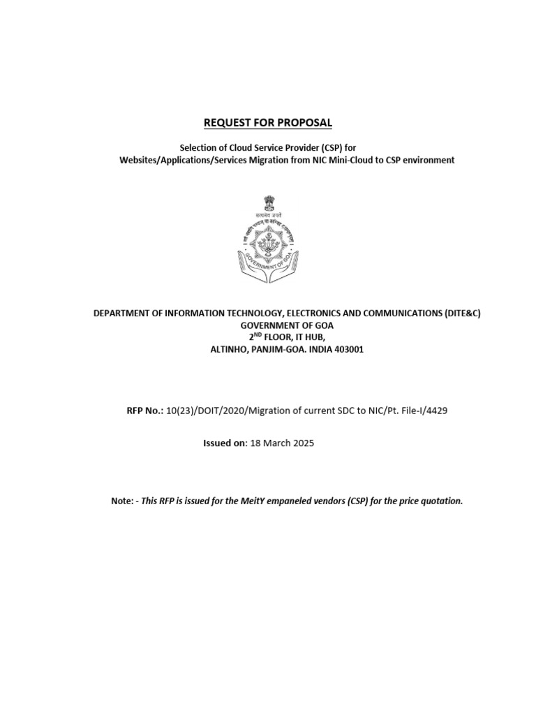 Request For Proposal: RFP No. | PDF | Cloud Computing | Transport Layer Security