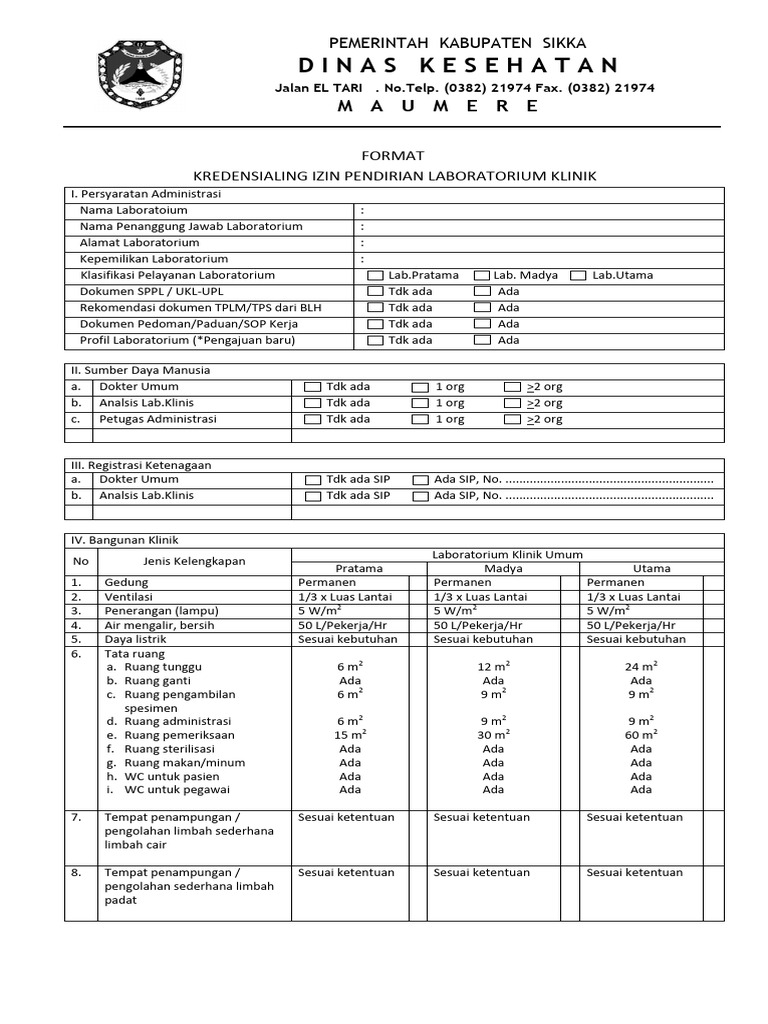 Form Visitasi Lab - Klinik | PDF