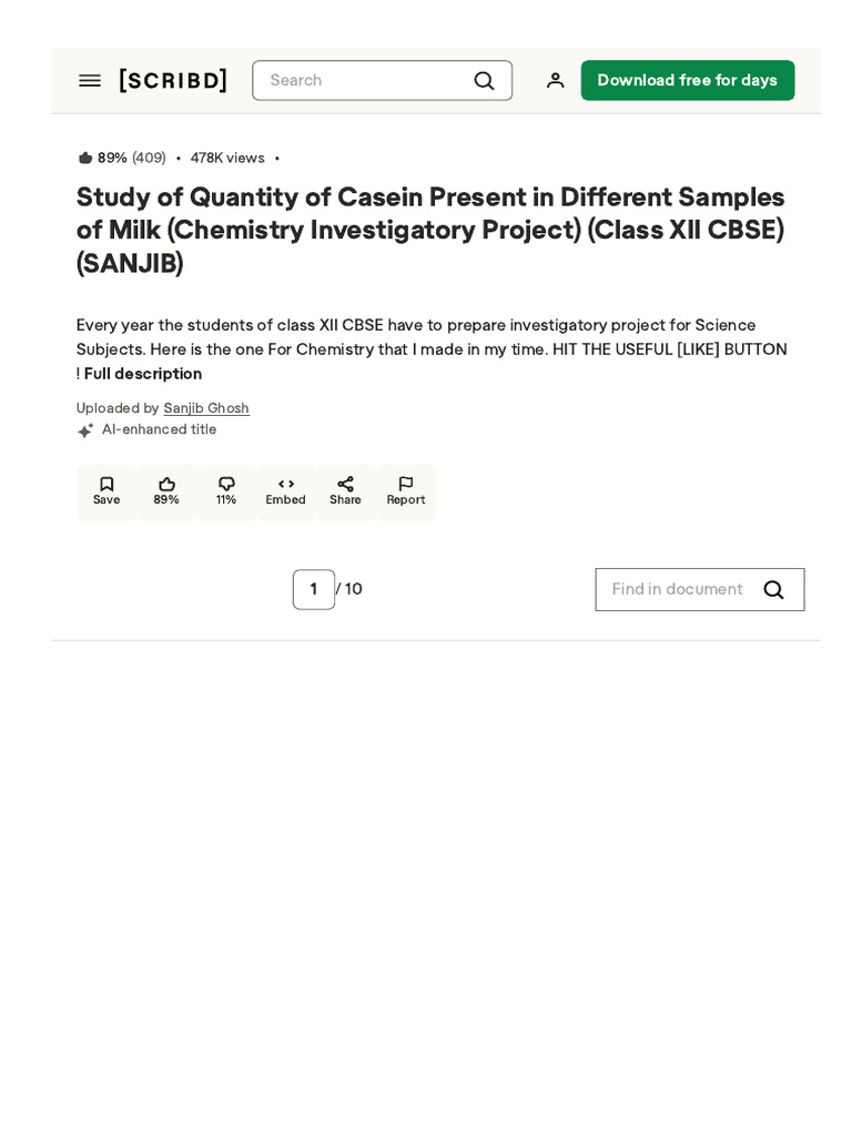 Document399241943study of Quantity of Casein Present in Different ...