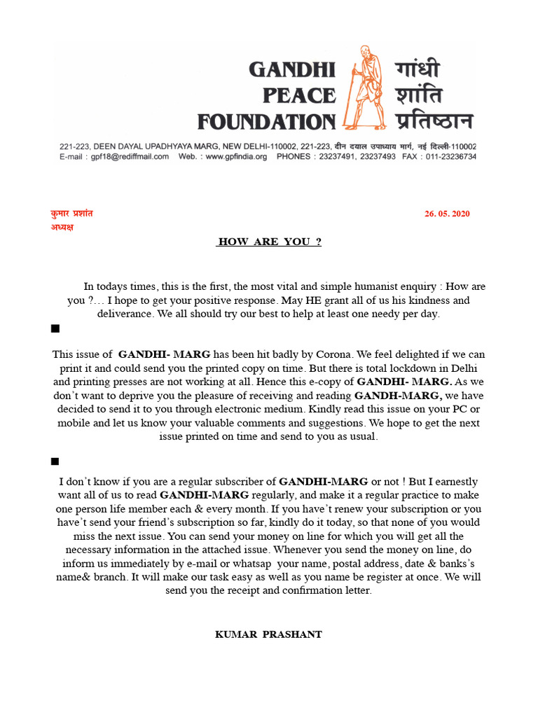 Gandhi Marg Vol 41 English | PDF | Mahatma Gandhi | Dharma