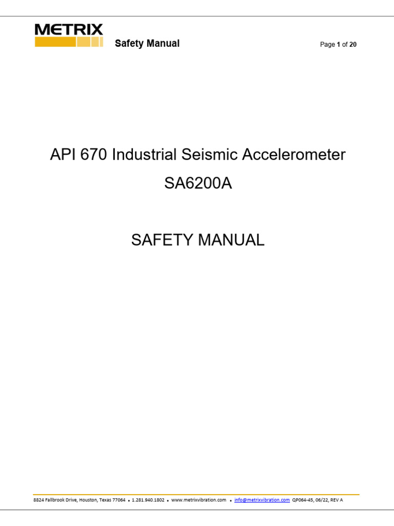 Safety Manual Sa6200a Me017 qp064 45 Safety Manual Sa6200a API 670 | PDF | Systems Engineering