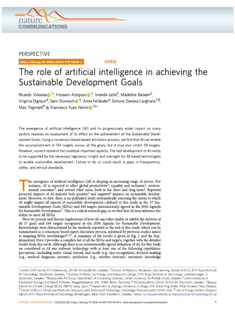 The Role Of Artificial Intelligence In Achieving The Sustainable