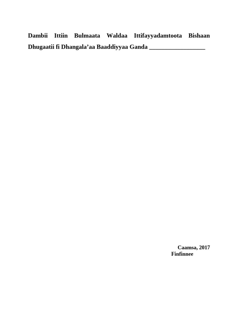 Dambii Ittin Bulmaata Waldaa-2 | PDF