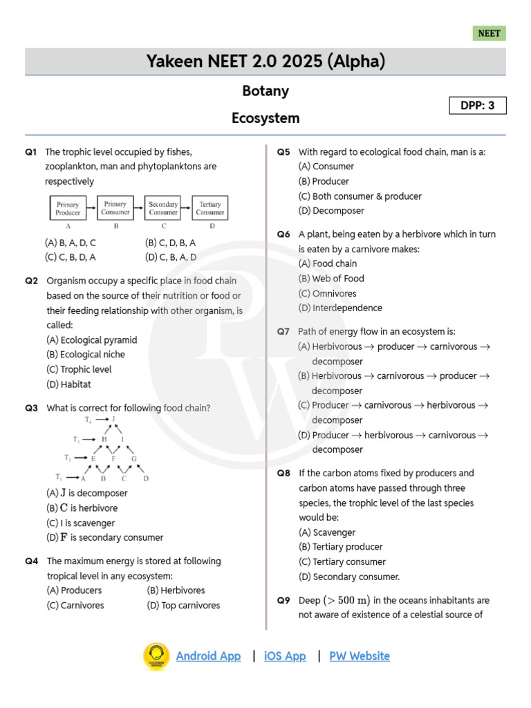 Ecosystem - DPP 03 - Extra DPP - Yakeen NEET 2.0 2025 (Alpha | PDF ...