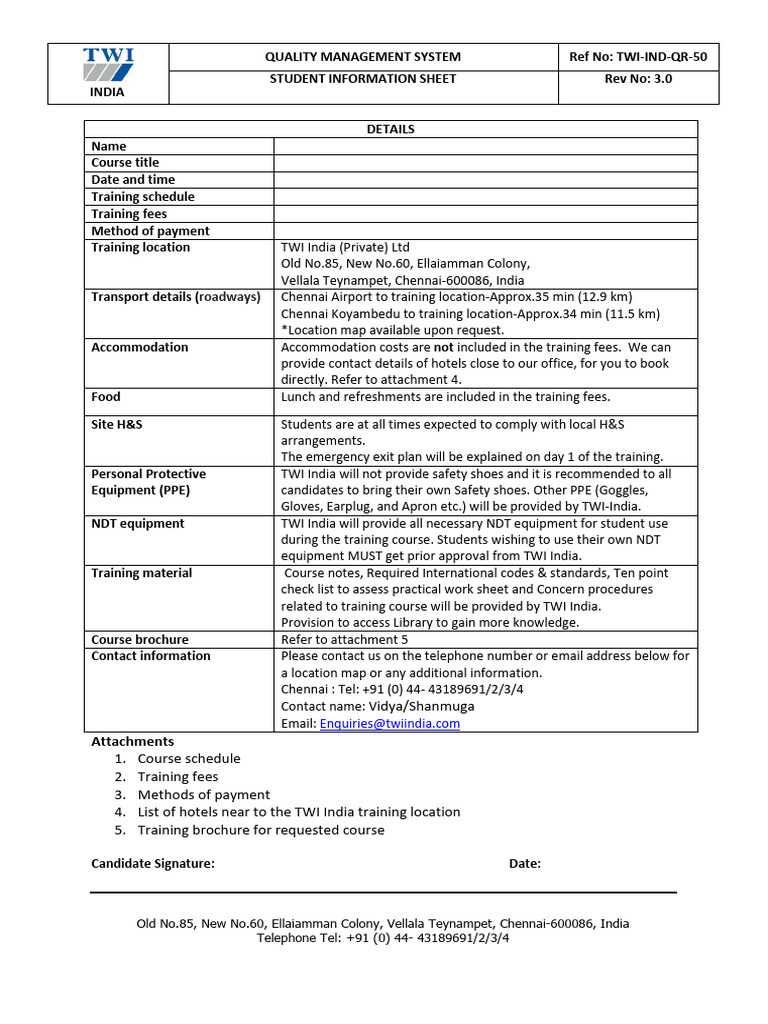 TWI India Quality Management Training Info | PDF | Nondestructive ...
