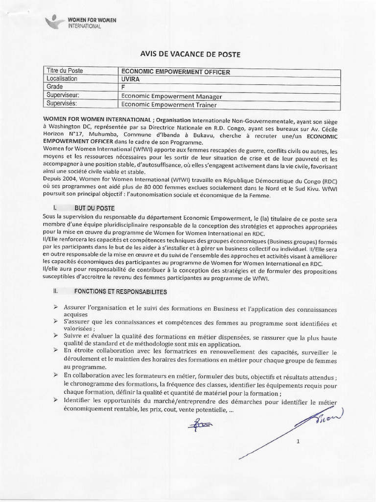 WFW Economic Empowerment Officer | PDF