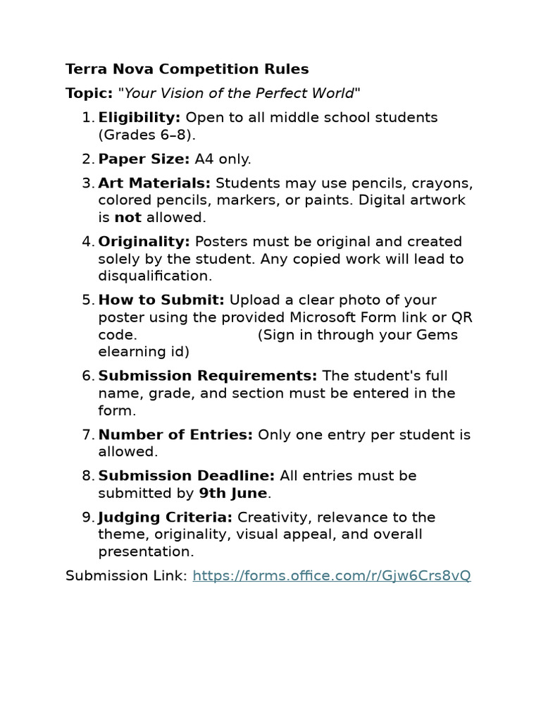 Terra Nova Competition Rules | PDF