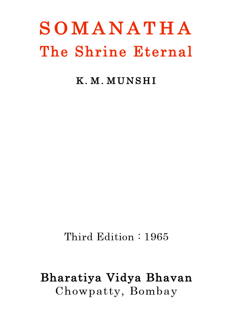 Somnath The Shrine Eternal (Kanaiyalal Munshi) - Removed | PDF