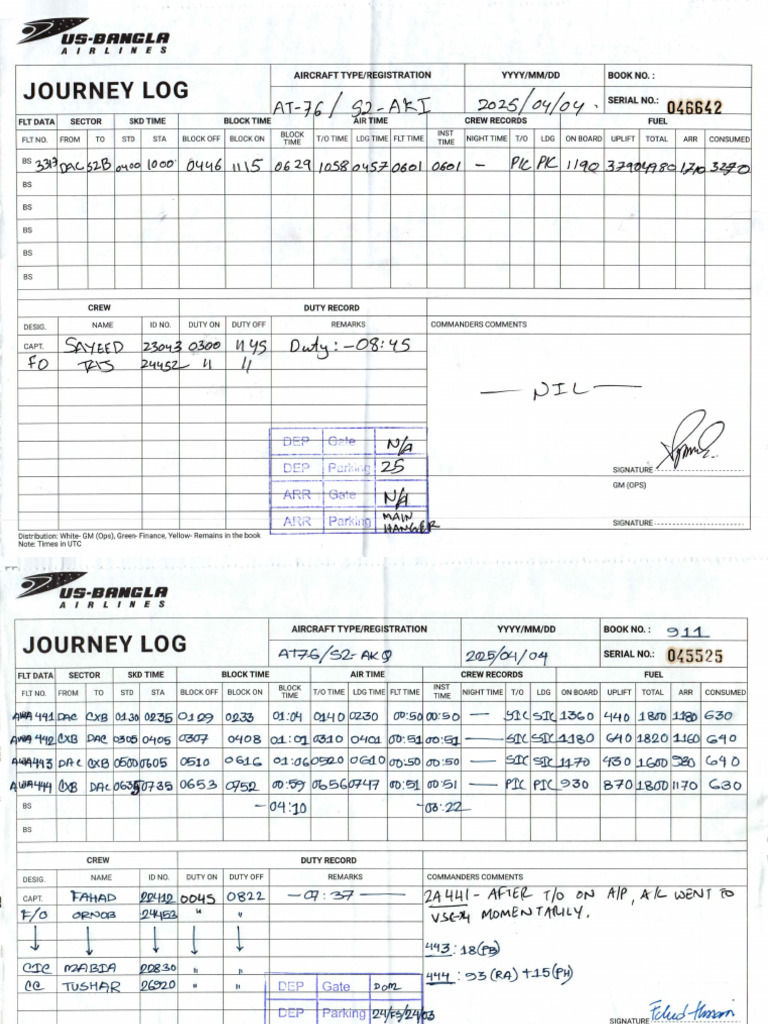 Atr 72-600 J - Log 04 Apr 2025 | PDF