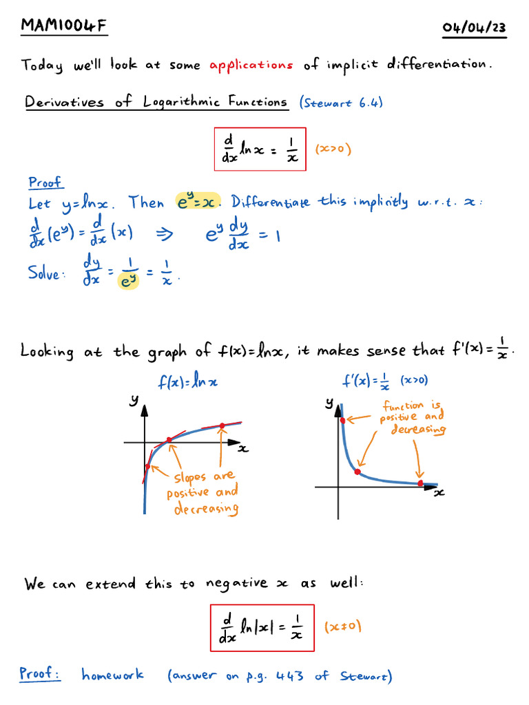 2023 04 04 (Logarithmic Differentiation) | PDF