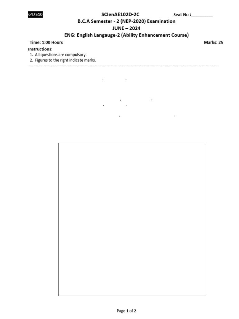 Nep2020-2024-Bca2-Ma24 - English Language - 2 (Aec) | PDF