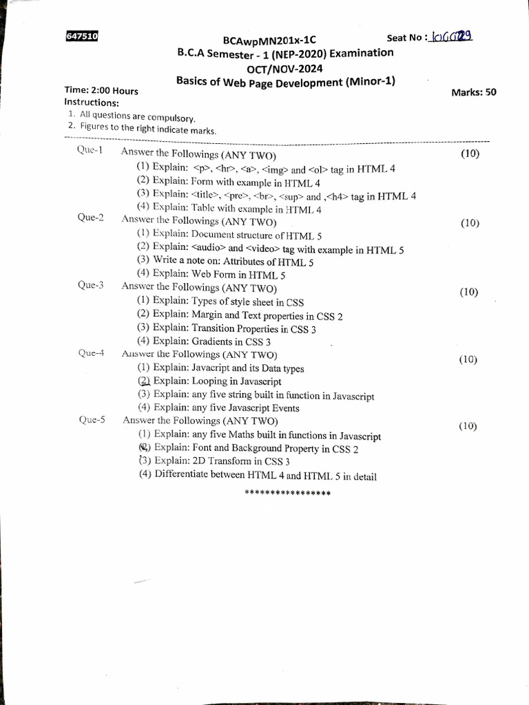 Basic Web Page Paper Dec-2024 | PDF