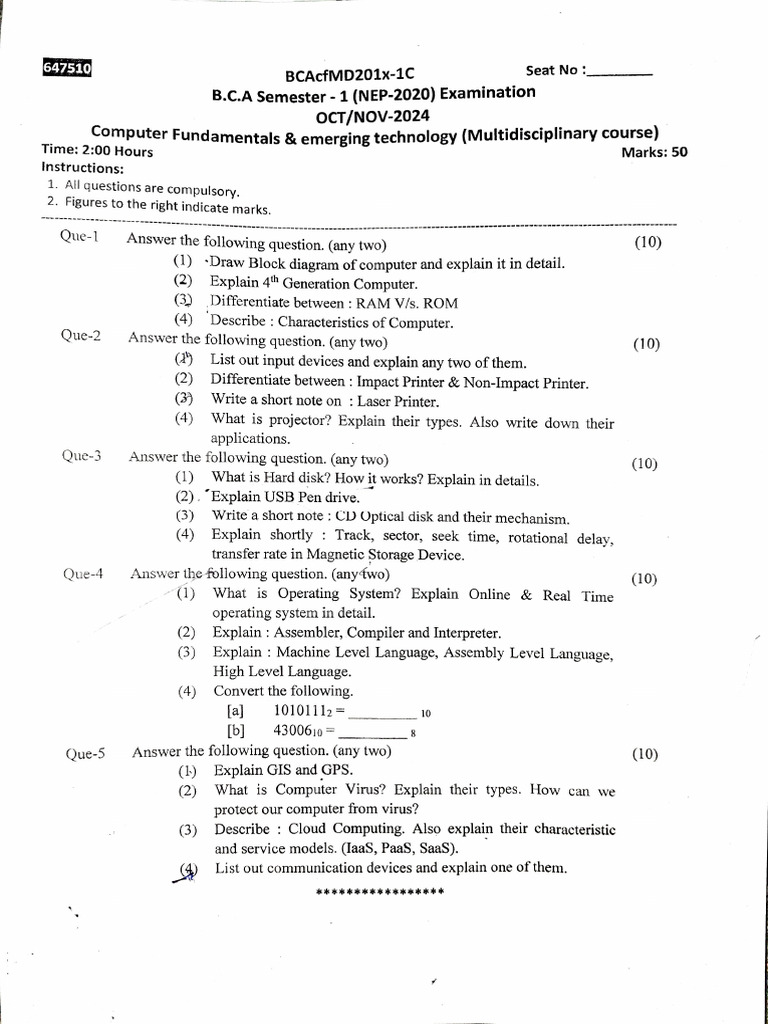 Computer Fundamental & Emragin Technology Paper Dec-2024 | PDF