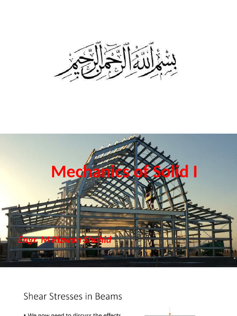 Lec 8 Transverse Shear Stresses in Beam | PDF