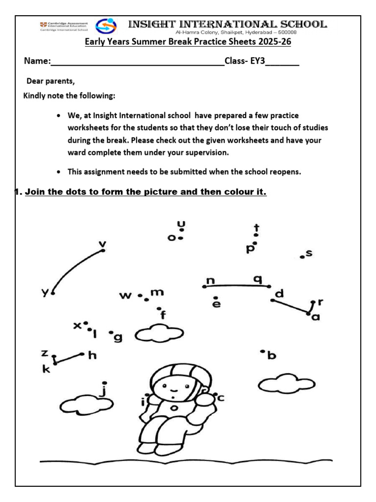 EY3 Summer Break Practice Worksheets | PDF