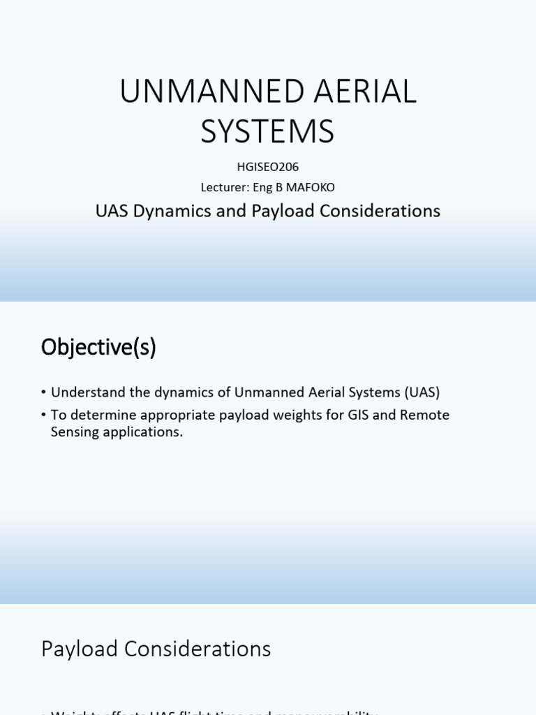 UAS Dynamics and Payload Considerations | PDF | Unmanned Aerial Vehicle ...