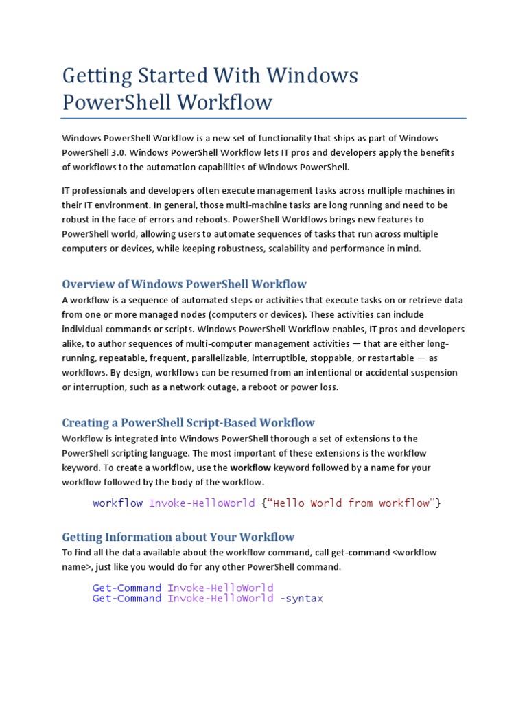 PowerShell Workflow Guide | PDF | Scope (Computer Science) | Port ...