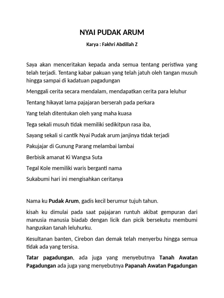 Kisah Nyai Pudak Arum dan Pajajaran | PDF