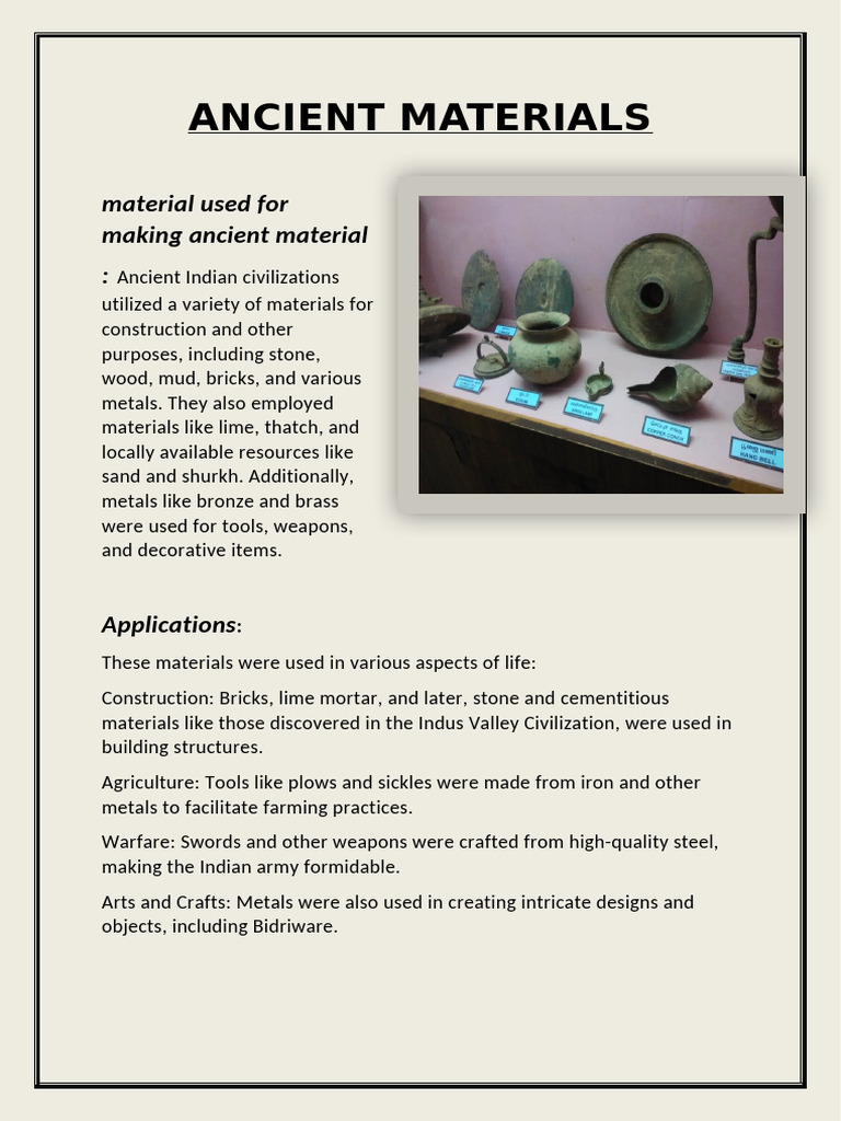 Ancient Materials in Indian Civilizations | PDF