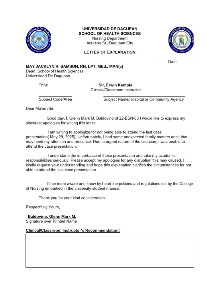 Letter of Explanation | PDF