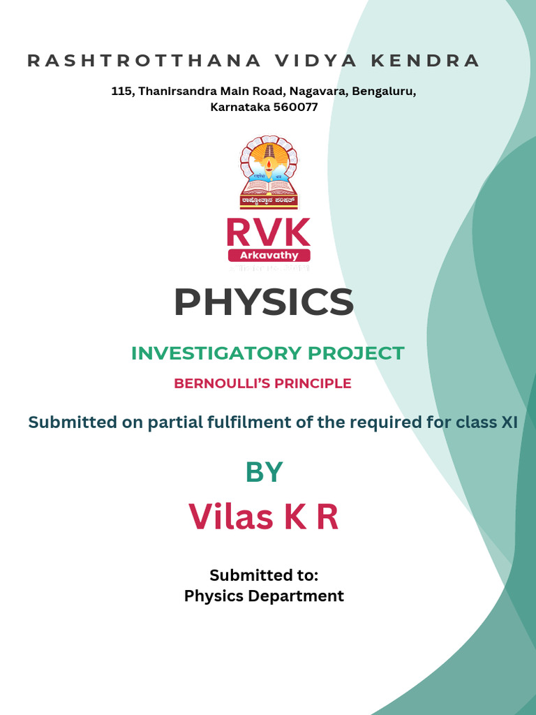Physics Project Class 11 CBSE | PDF | Lift (Force) | Fluid Dynamics