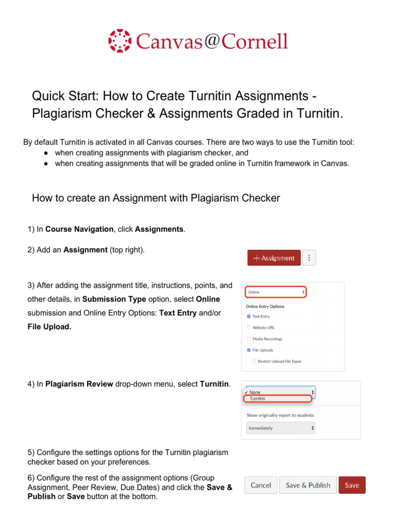 FINAL Quick-Start - How To Create Turnitin Assignments | PDF