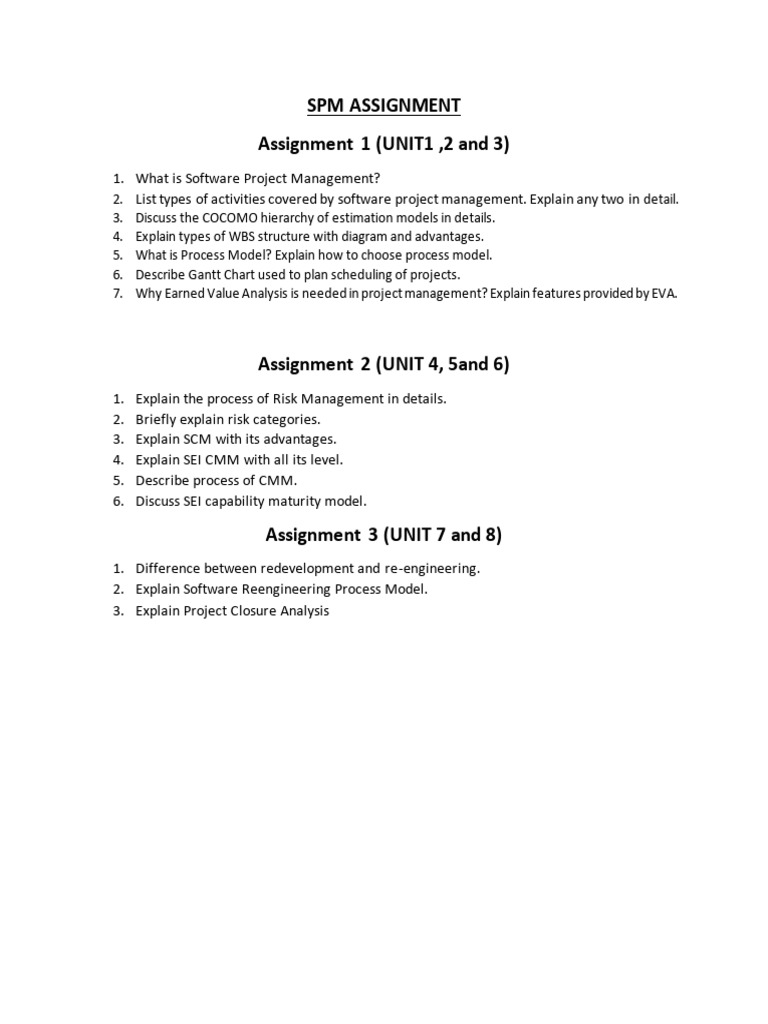 SPM Assignment | PDF