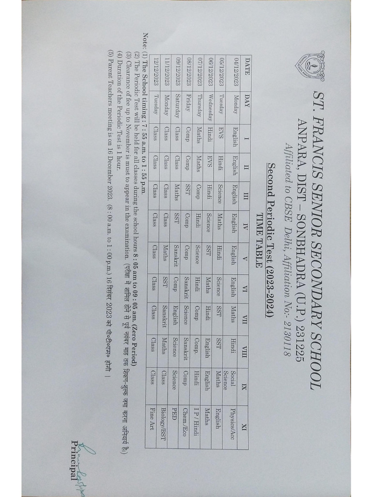 Pa2 Exam Timetable | PDF
