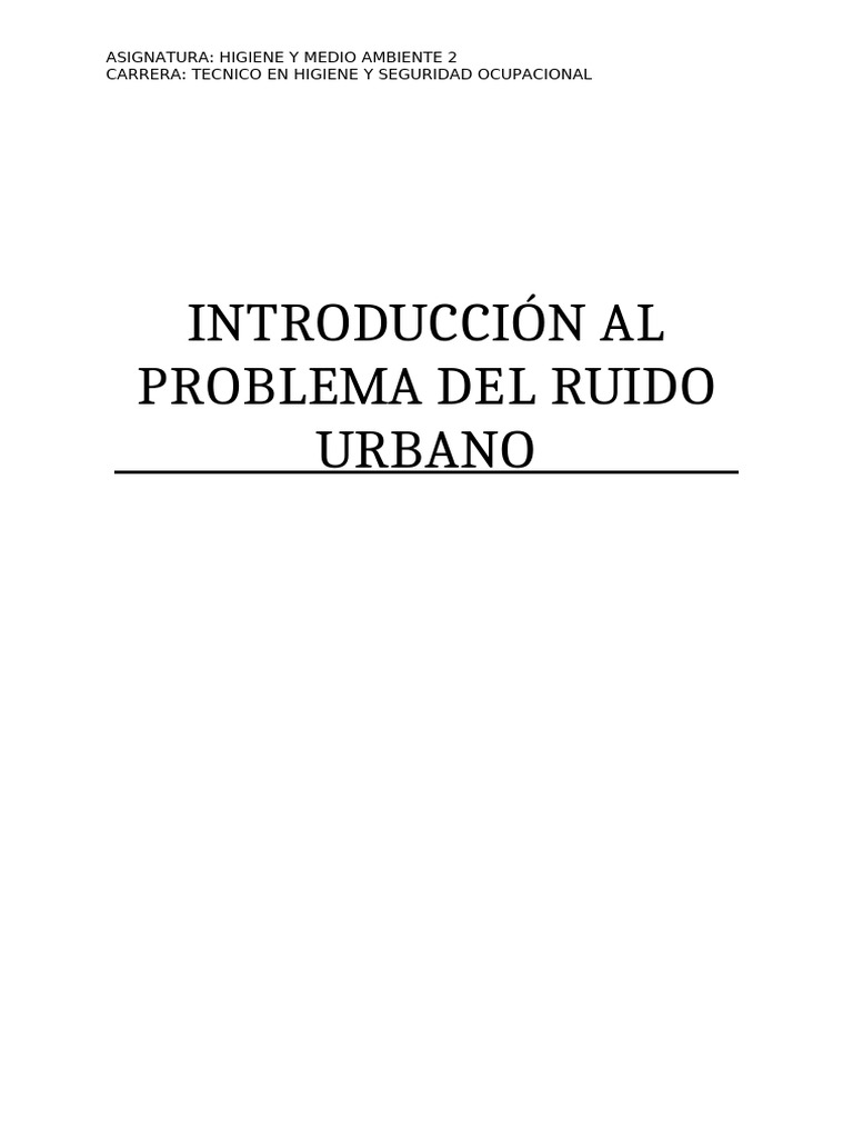 Problemas del Ruido Urbano y Salud | PDF | ruido | Sonido