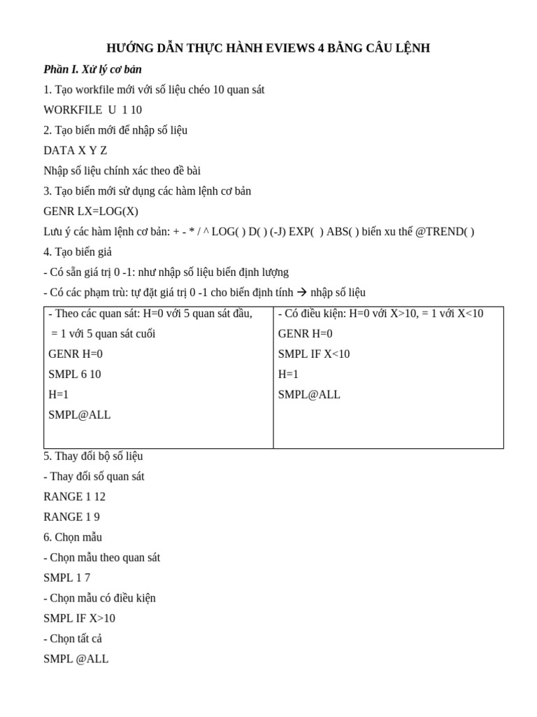 Eviews Guide(Word) | PDF