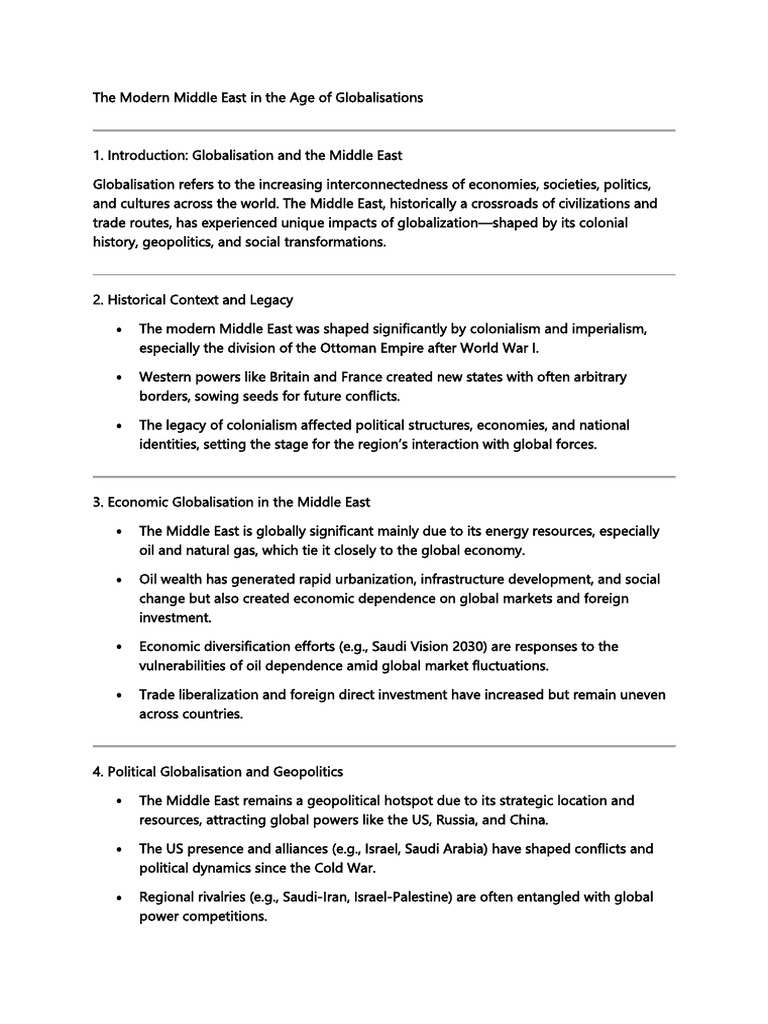 The Modern Middle East in The Age of Globalizations | PDF | Gulf ...