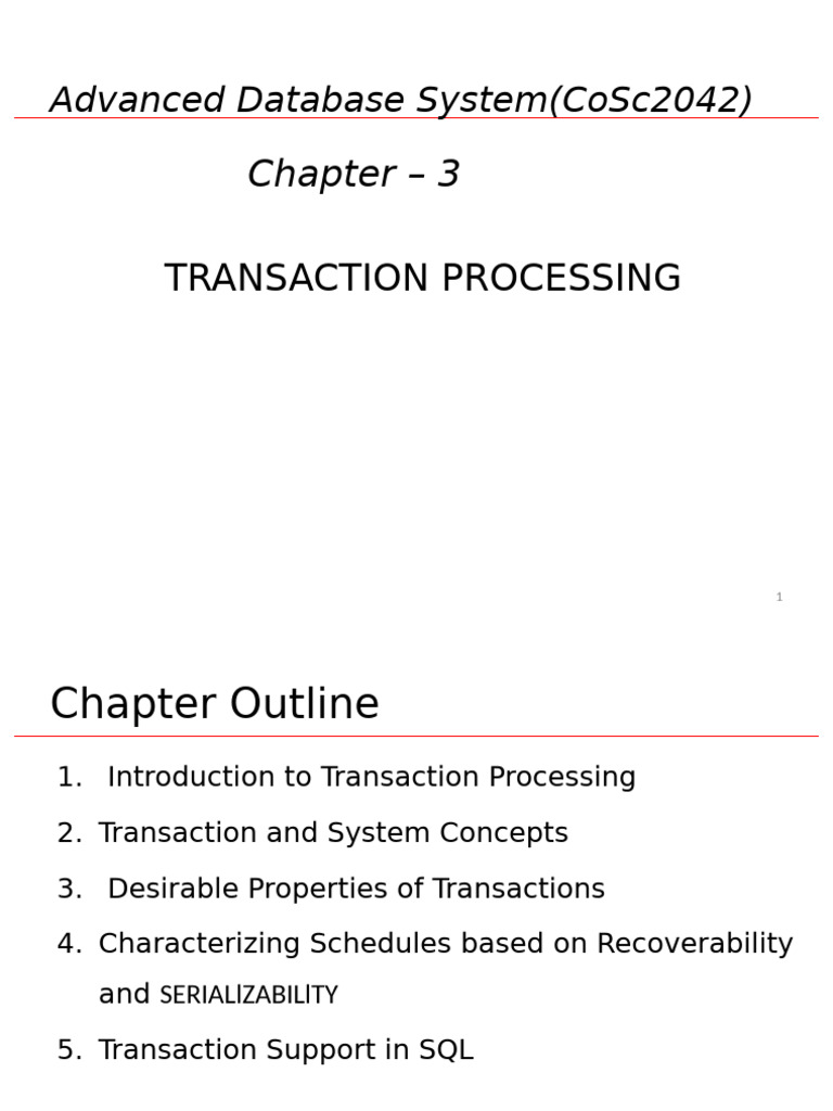 Chapter - 3 Transaction Processing | PDF | Database Transaction | Information Technology Management