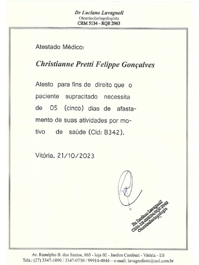 Atestado Christianne | PDF