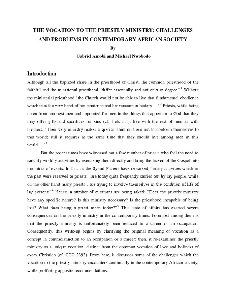 The Vocation To The Priestly Ministry | PDF | Catholic Church ...