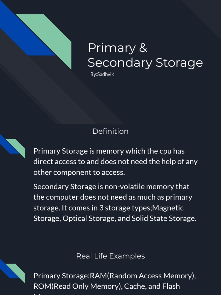 Primary & Secondary Storage | PDF