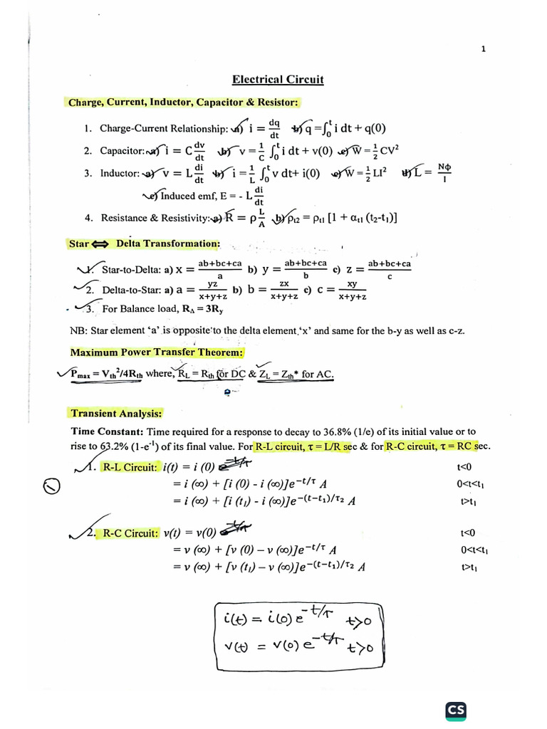 EEE Formula Note - PDF Version 1 | PDF