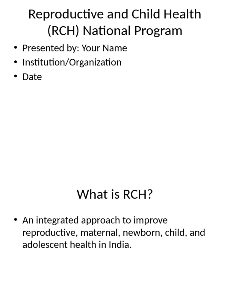 RCH Program Overview and Objectives | PDF | Maternal Death | Maternal ...