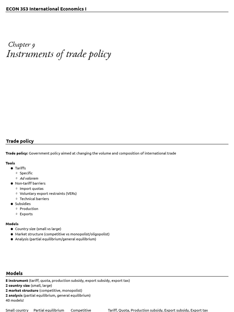 09 Instruments of Trade Policy Part 1 | PDF | Economic Equilibrium ...