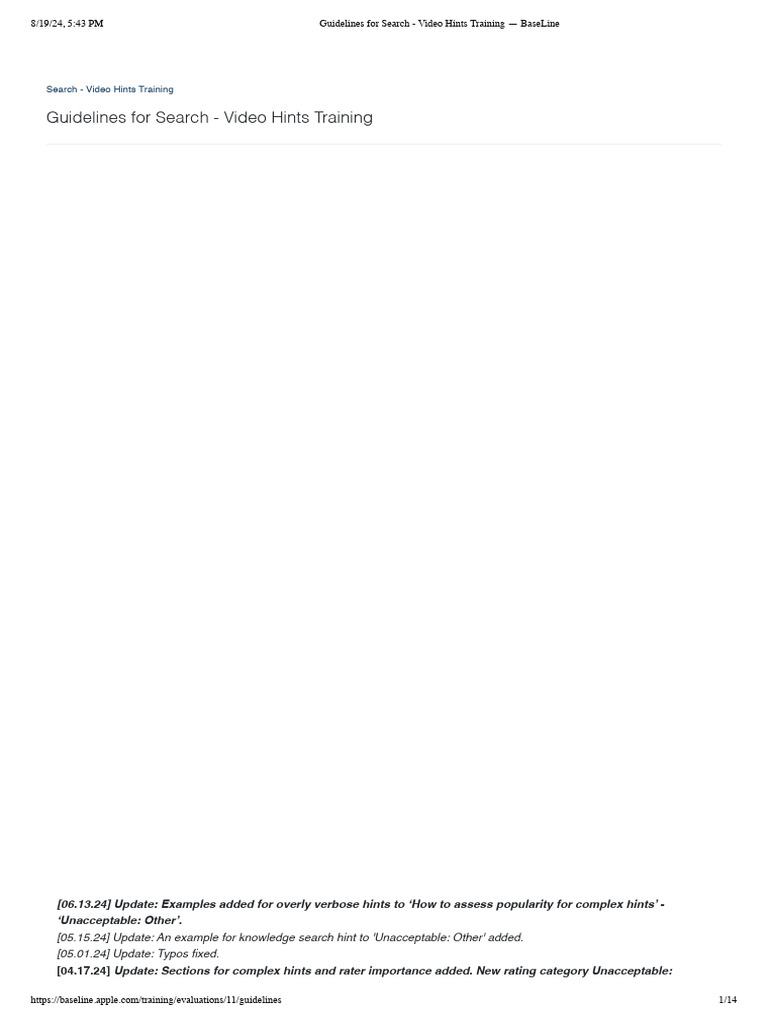 Guidelines For Search - Video Hints Training - BaseLine | PDF | Star Wars | Information Retrieval