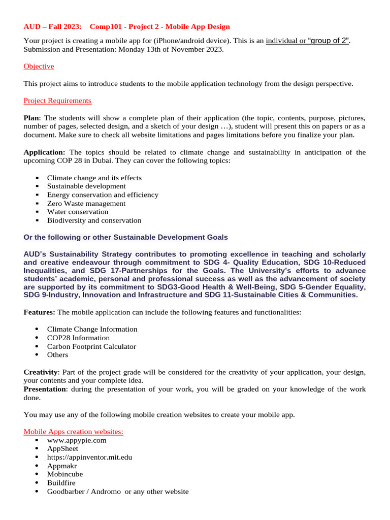 Project 2 Mobile Application | PDF | Mobile App | Sustainability