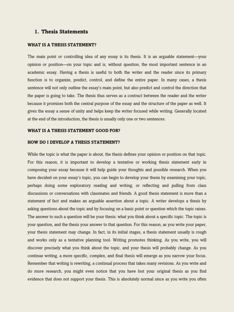 Thesis Statement and Topic Sentence | PDF | Essays | Thesis