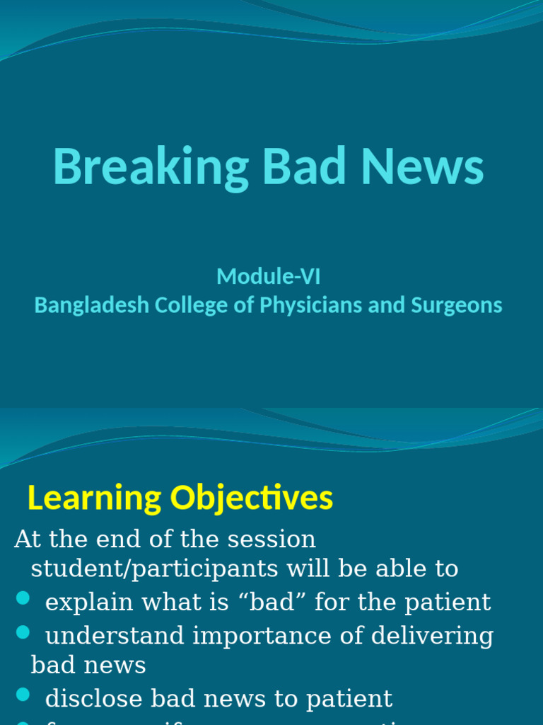 Breaking Bad News | PDF | Empathy | Deception