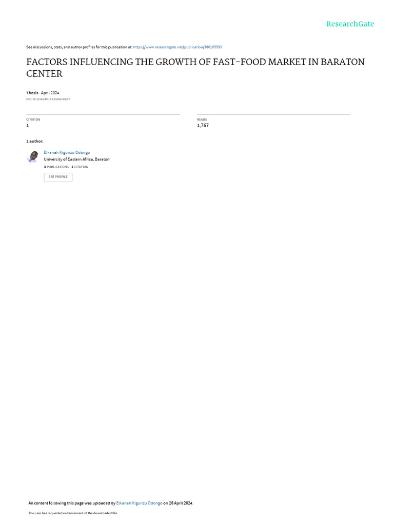 Factors Influencing The Growth of Fast-Food Market in Baraton Center ...