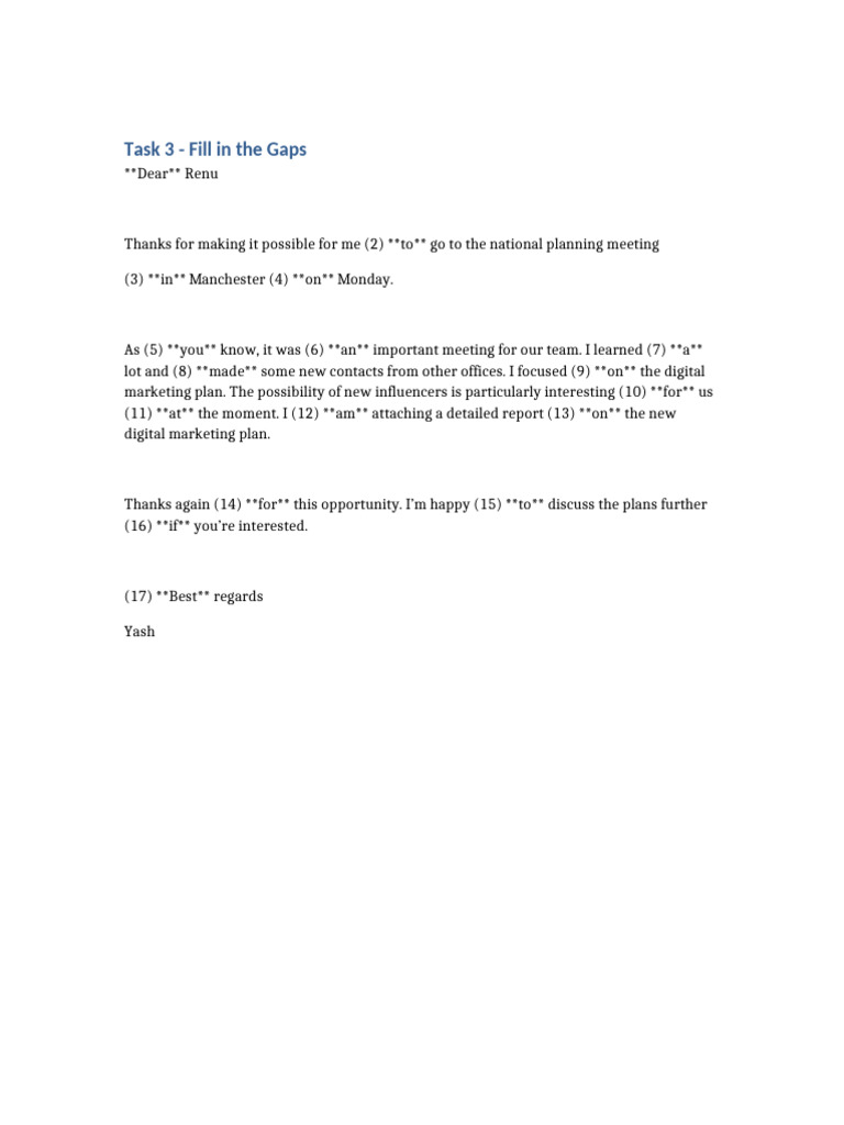 Task 3 Fill in The Gaps | PDF