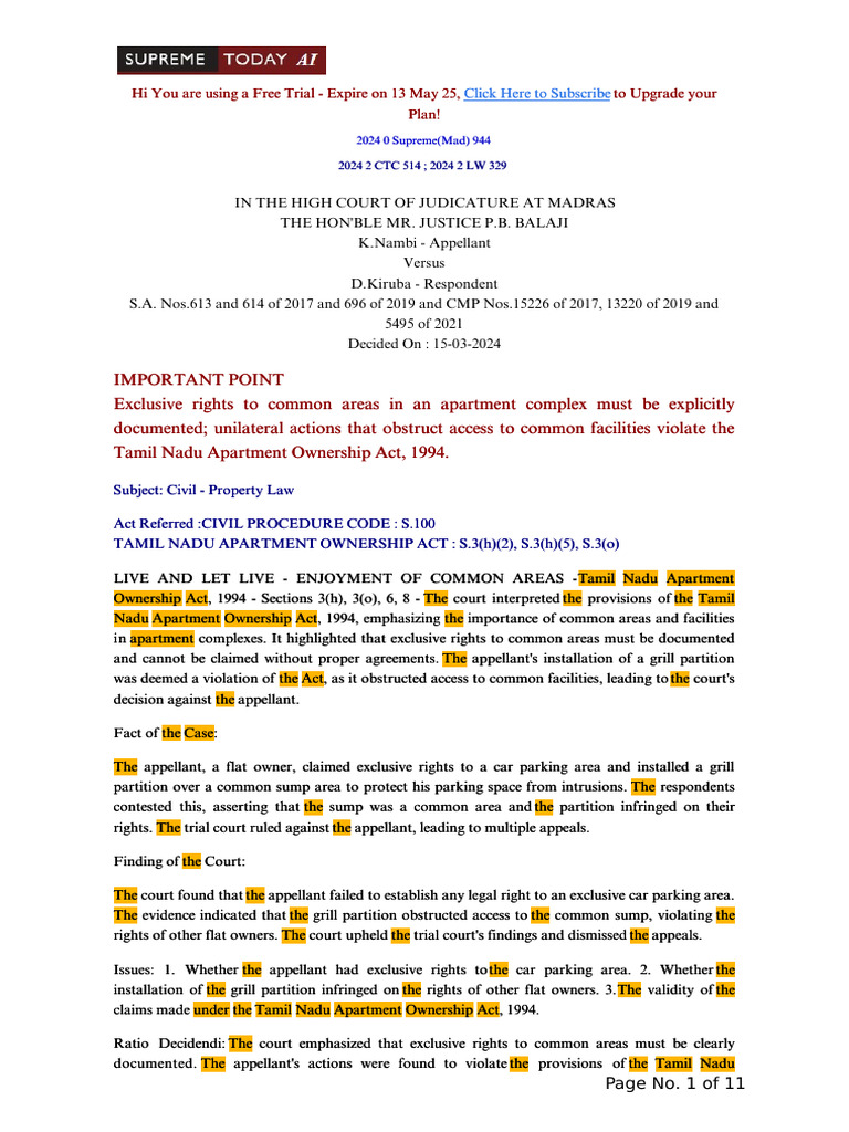 K Nambi Vs D Kiruba 2024 0 Supreme Mad 944 | PDF | Lawsuit | Judgment (Law)