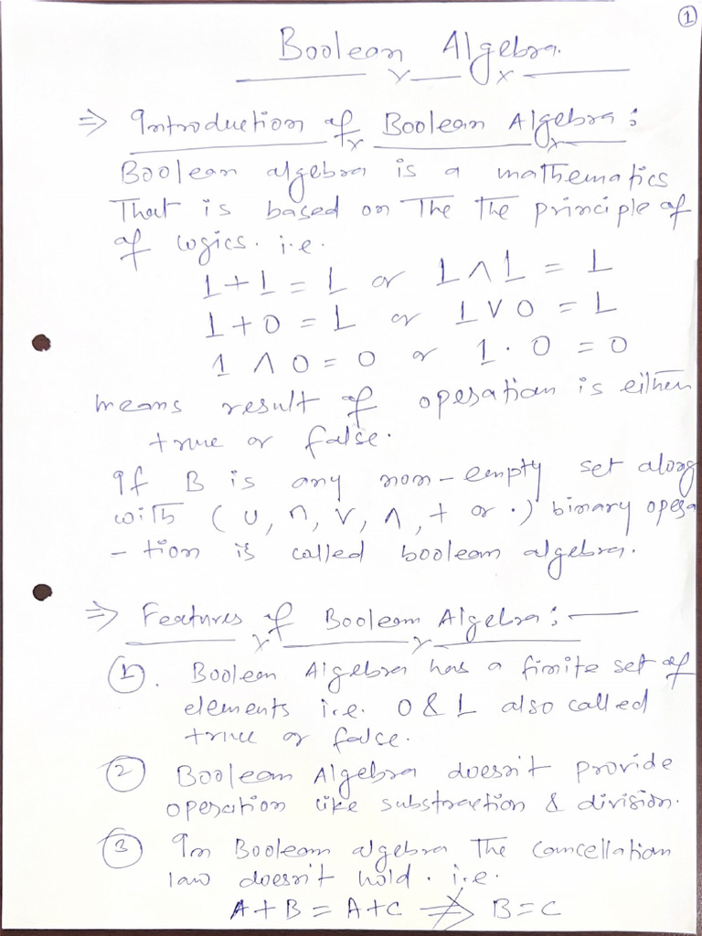 DSTL Notes Boolean Algebra | PDF