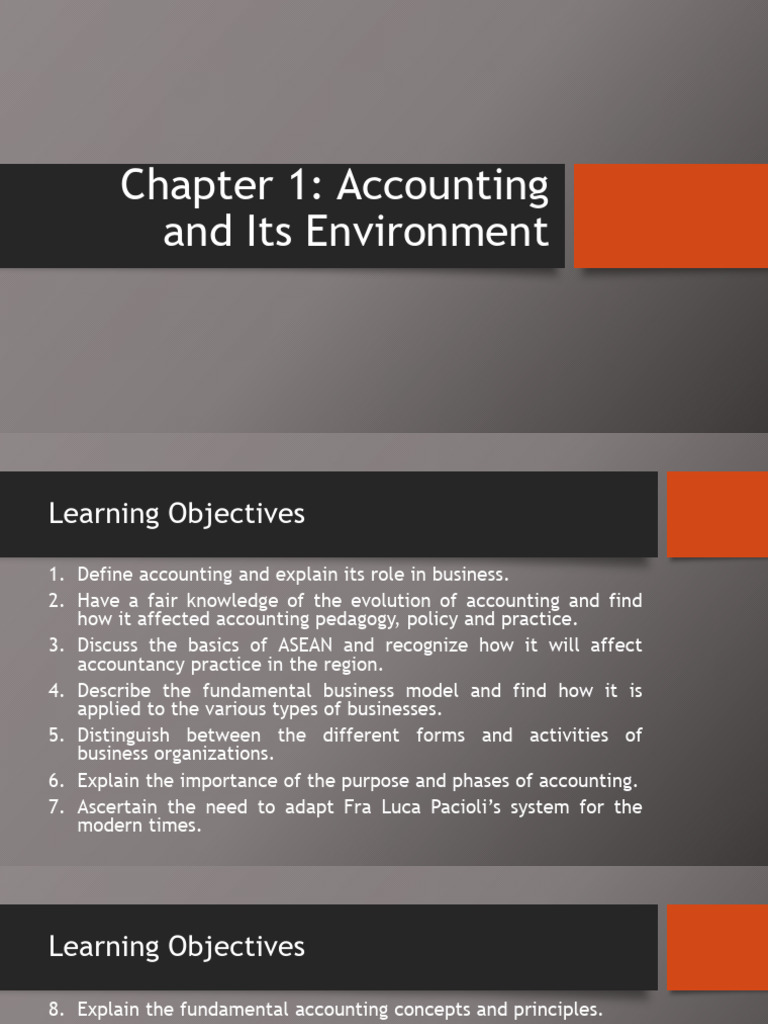 Chapter 1 - Accounting and Its Environment | PDF | Accounting | Going ...
