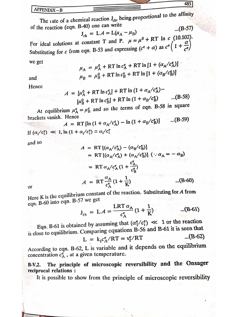 Microscopic Reversibility & Onsager Reciprocal Relations | PDF
