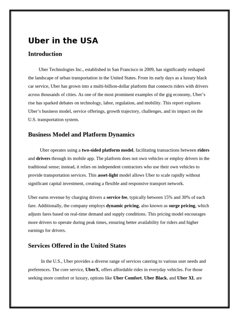 BC Uber in USA Sivasankar Natti 080947 | PDF | Pricing | Business